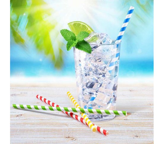 Slámka papírová barevný mix Ø6mm x 20cm (25ks) | GreenStore.cz